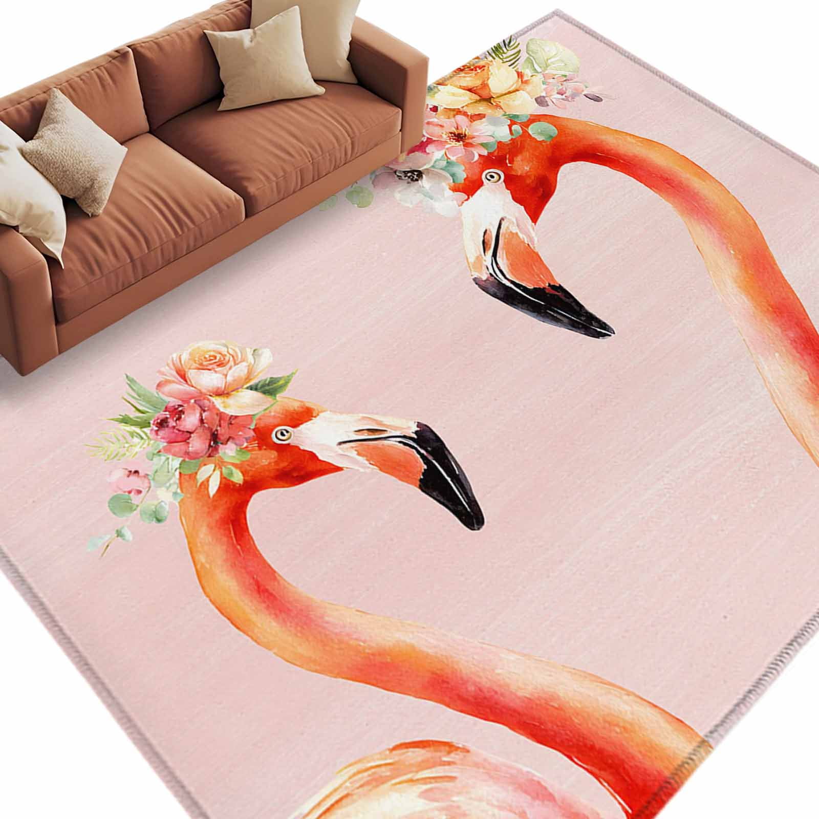 5x7 Area Rugs for Living Room, Flamingo Birds Non Slip Area Rugs for ...