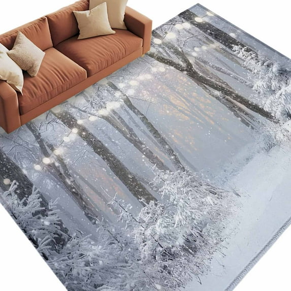 5x7 Area Rugs for Living Room, Grey White Christmas Non Slip Area Rugs ...