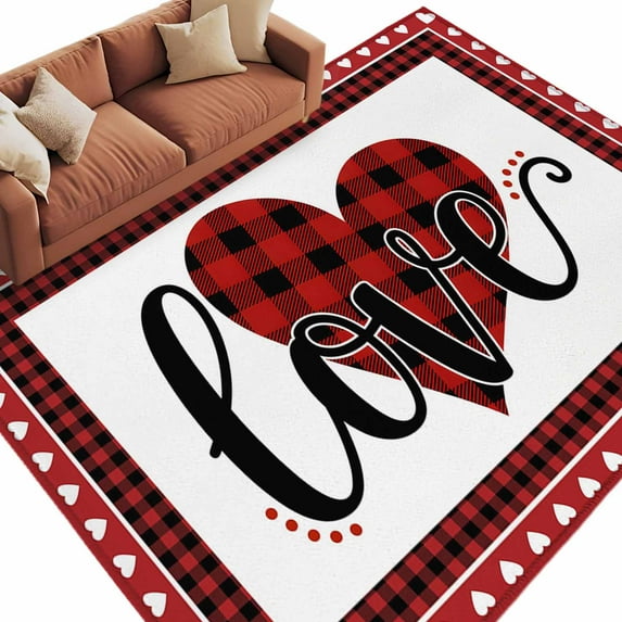 5x7 Area Rugs for Living Room, Happy Valentine's Day Non Slip Area Rugs ...