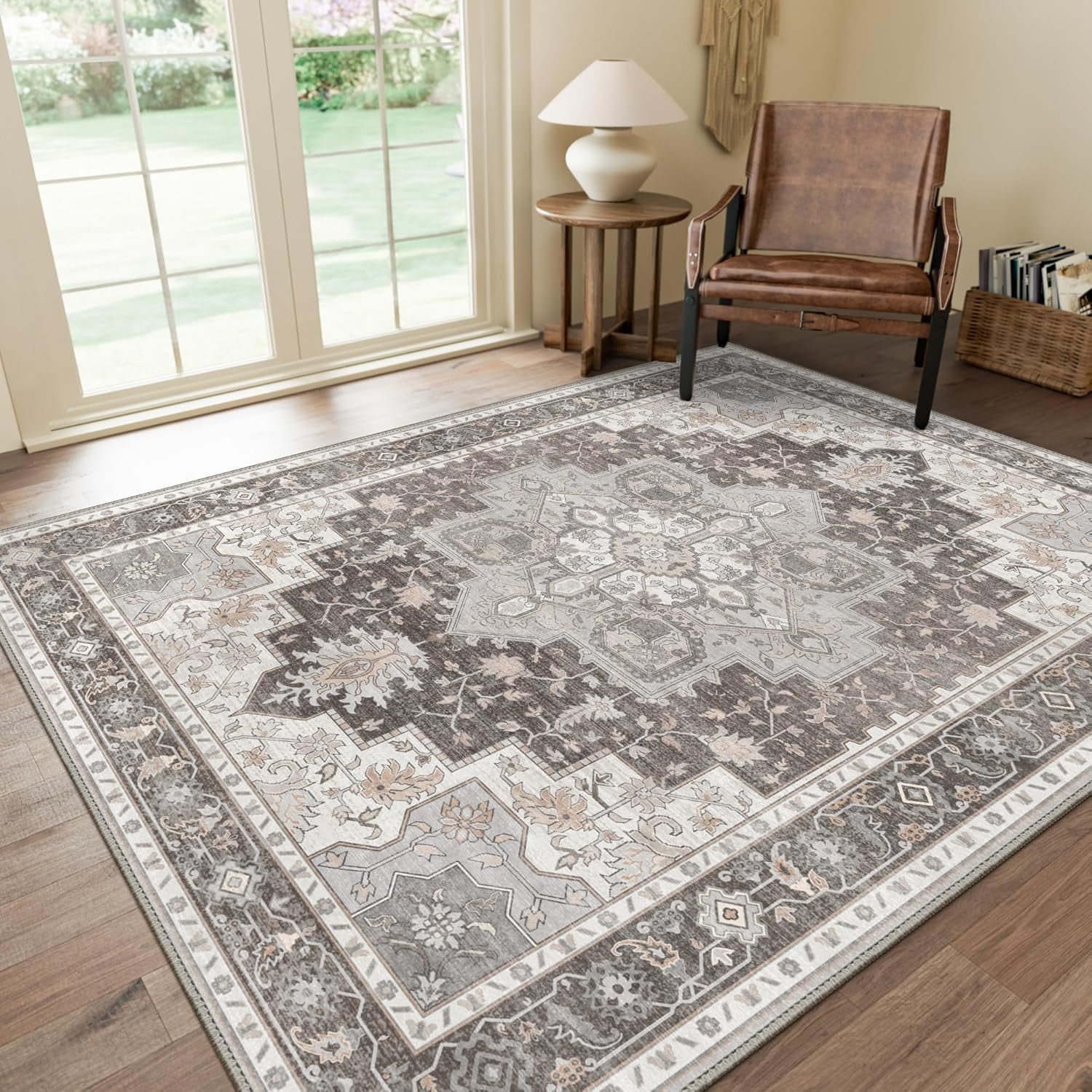 5x7 Area Rugs for Living Room, Machine Washable Non Slip Vintage Rugs ...