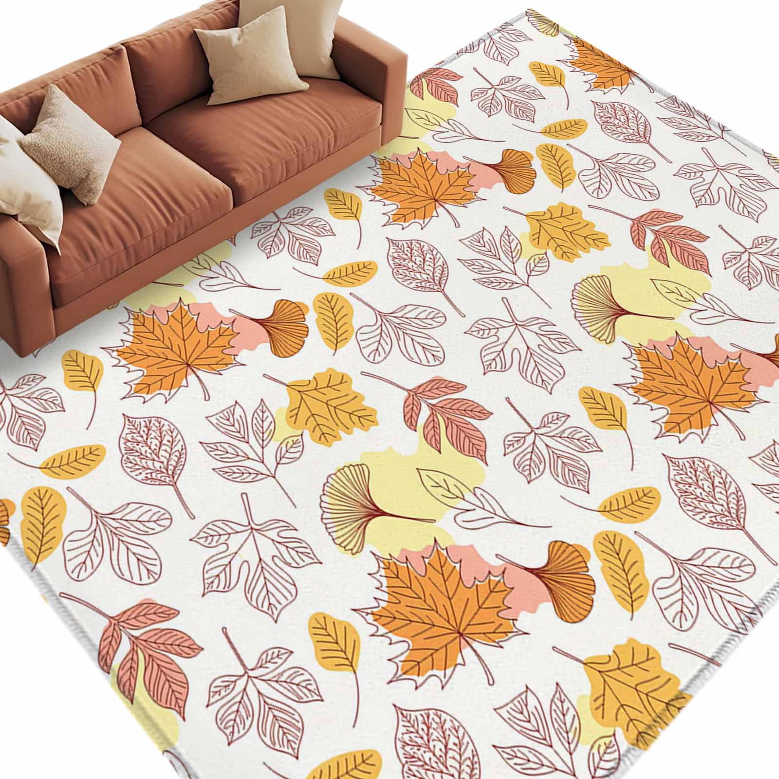 5x7 Area Rugs for Living Room, Maple Leaves Non Slip Area Rugs for ...