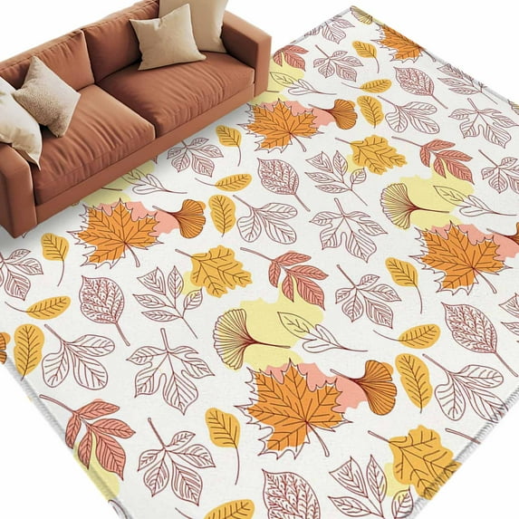 5x7 Area Rugs for Living Room, Maple Leaves Non Slip Area Rugs for ...