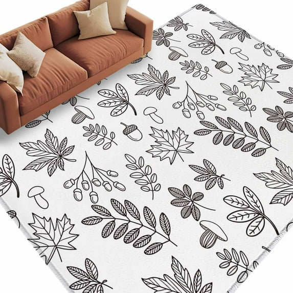 5x7 Area Rugs for Living Room, Maple Leaves Non Slip Area Rugs for ...