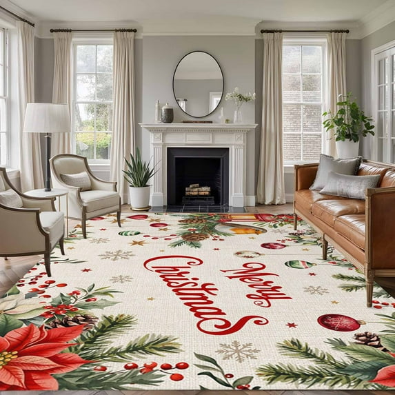 5x7 Area Rugs for Living Room, Merry Christmas Non Slip Area Rugs for ...