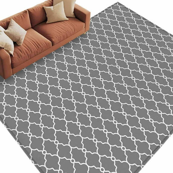5x7 Area Rugs for Living Room, Modern Geometric Grey Non Slip Area Rugs ...