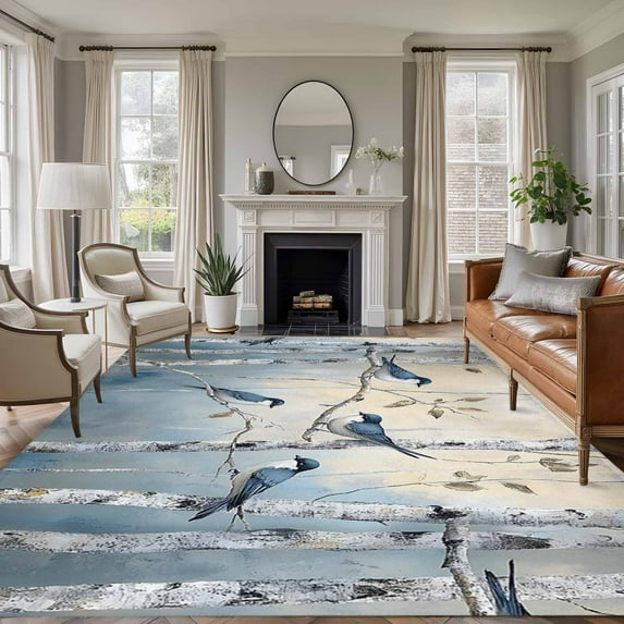 5x7 Area Rugs for Living Room, Oil Painting Forest Non Slip Area Rugs ...