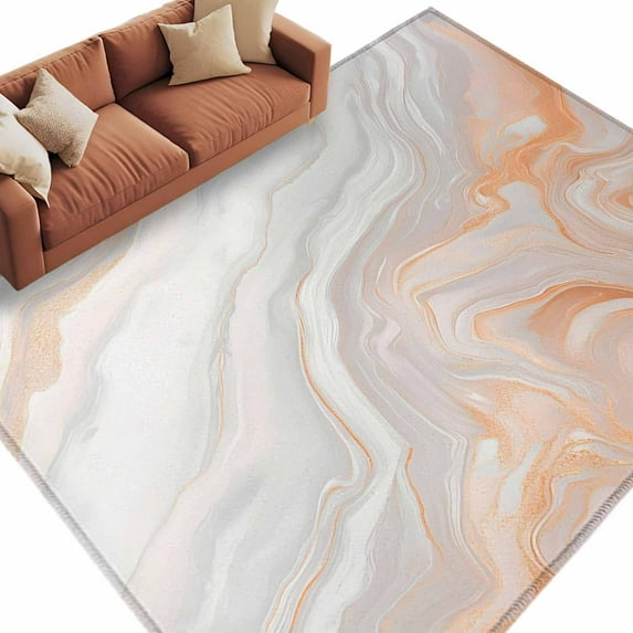5x7 Area Rugs for Living Room, Orange Gray White Non Slip Area Rugs for ...