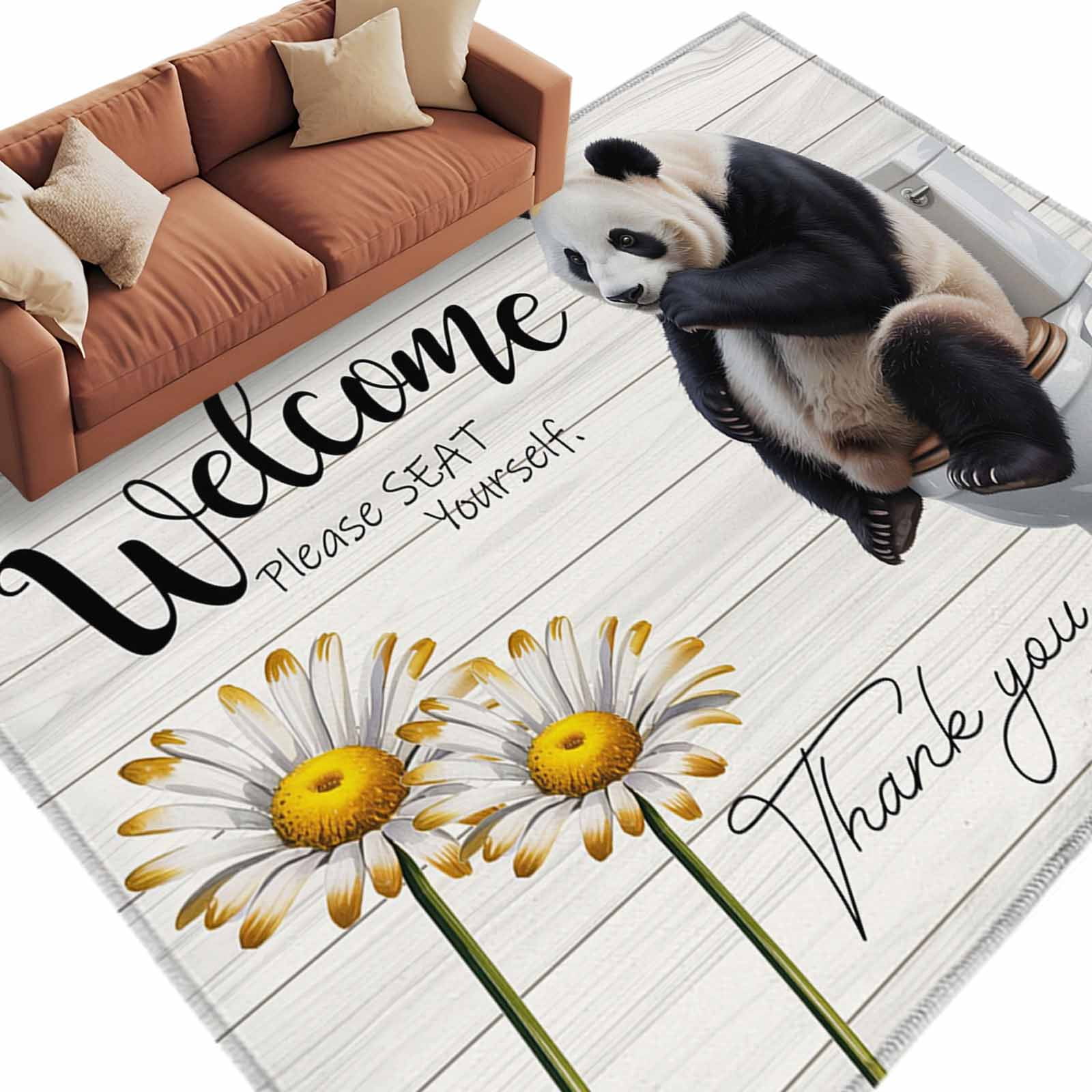 5x7 Area Rugs for Living Room, Panda Non Slip Area Rugs for Kitchen ...