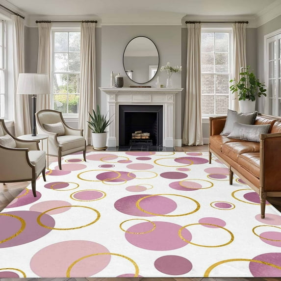 5x7 Area Rugs for Living Room, Pin Polka Dots Non Slip Area Rugs for ...