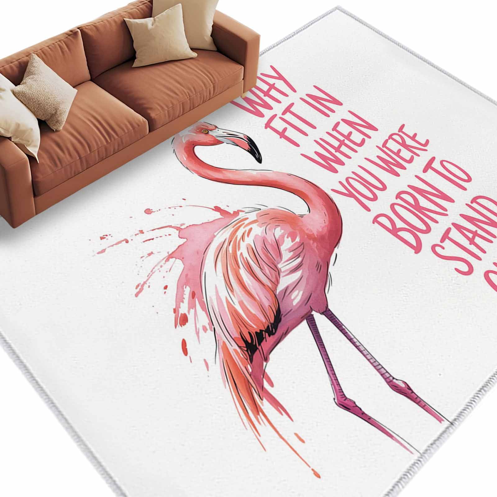 5x7 Area Rugs for Living Room, Pink Flamingo Non Slip Area Rugs for ...
