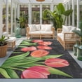 5x7 Area Rugs for Living Room, Pink Tulip Non Slip Area Rugs for ...