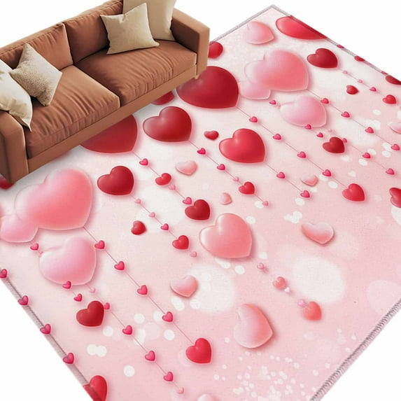5x7 Area Rugs for Living Room, Pink Valentine's Day Non Slip Area Rugs ...