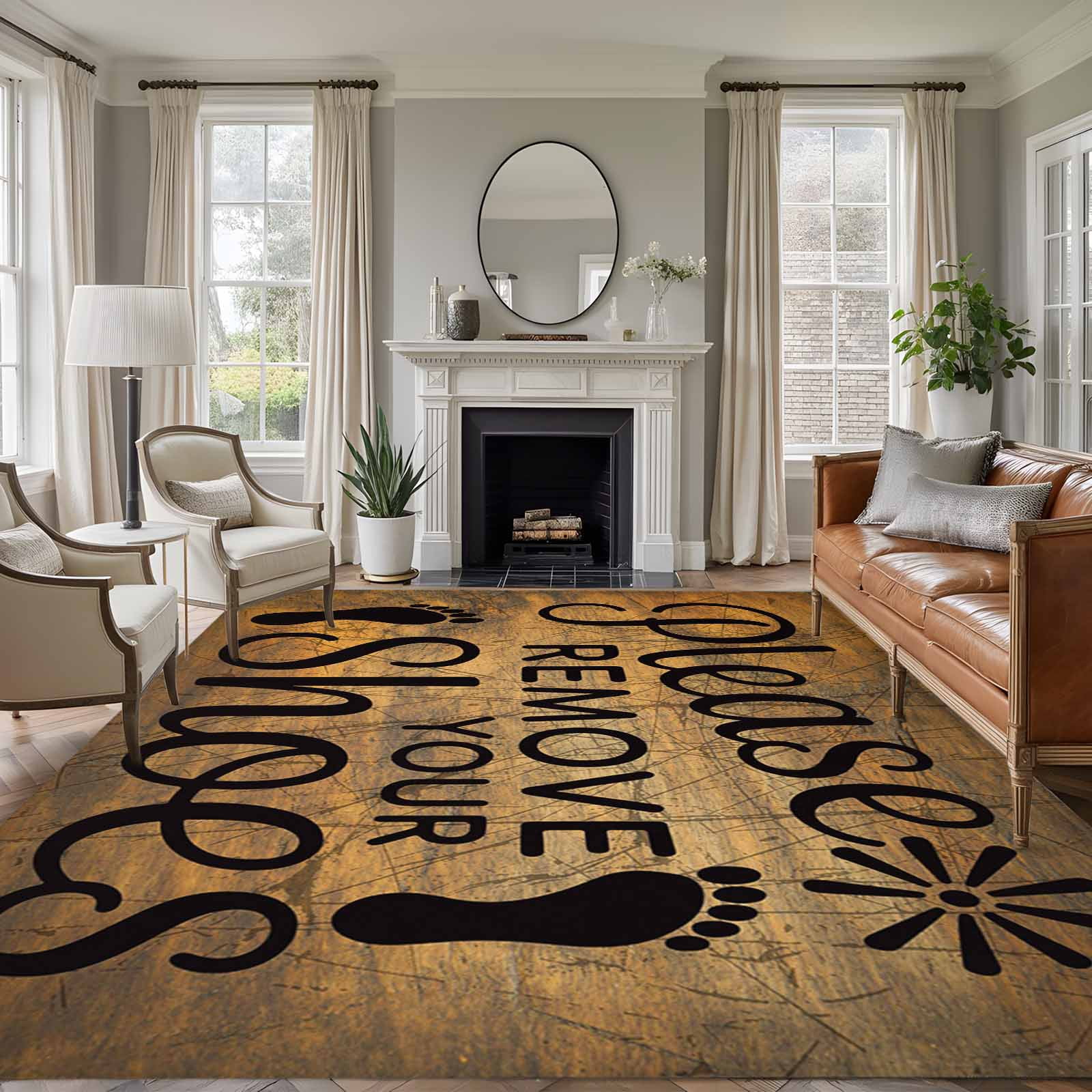 5x7 Area Rugs for Living Room, Please Remove Your Shoes Non Slip Area ...