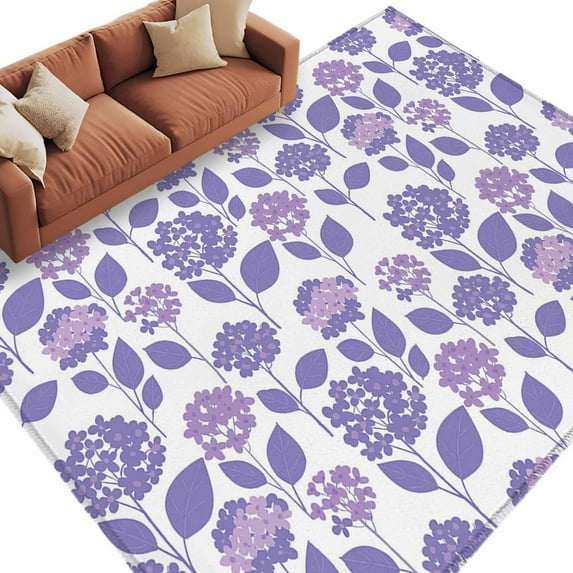 5x7 Area Rugs for Living Room, Purple Flowers Non Slip Area Rugs for ...