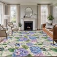 5x7 Area Rugs for Living Room, Purple Hydrangea Non Slip Area Rugs for ...