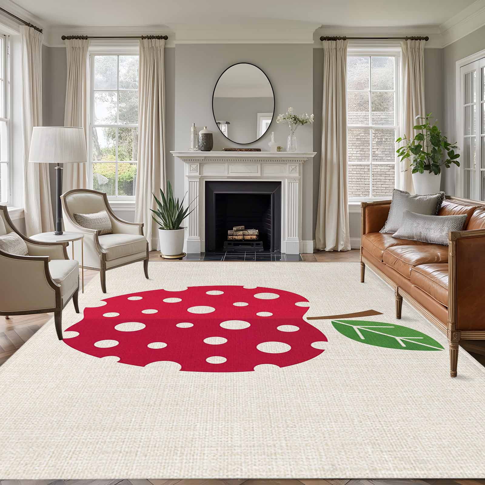 5x7 Area Rugs for Living Room, Red Apples Non Slip Area Rugs for ...