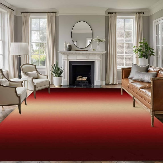 5x7 Area Rugs for Living Room, Red Black Ombre Non Slip Area Rugs for ...