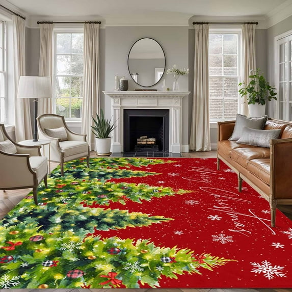 5x7 Area Rugs for Living Room, Red Christmas Non Slip Area Rugs for ...