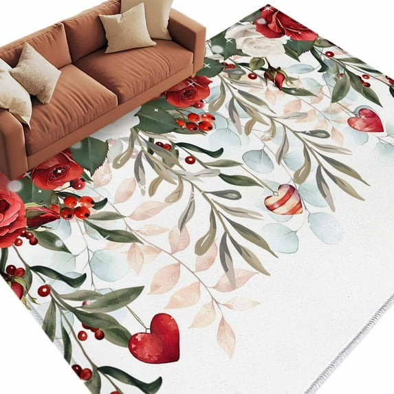 5x7 Area Rugs for Living Room, Red Green Valentine's Day Non Slip Area ...