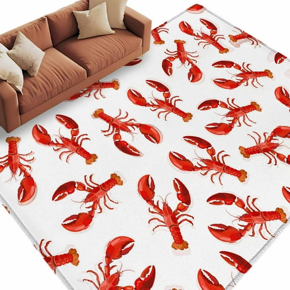 5x7 Area Rugs for Living Room, Red Lobster Non Slip Area Rugs for ...
