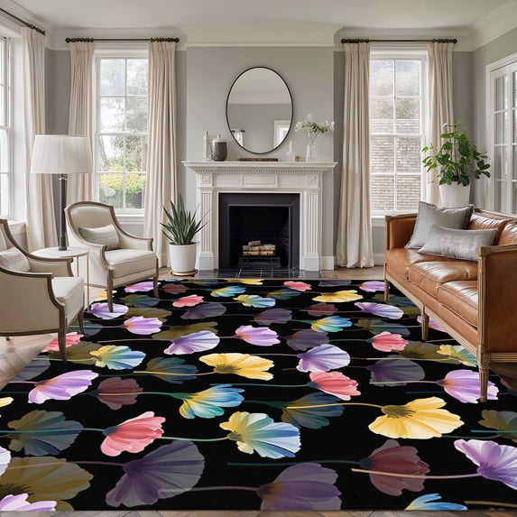 5x7 Area Rugs for Living Room, Spring Flowers Non Slip Area Rugs for ...