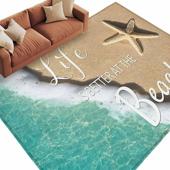 5x7 Area Rugs for Living Room, Starfish Beach Non Slip Area Rugs for ...