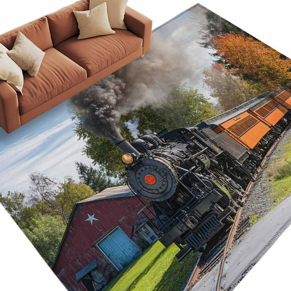 5x7 Area Rugs for Living Room, Steam Train Non Slip Area Rugs for ...