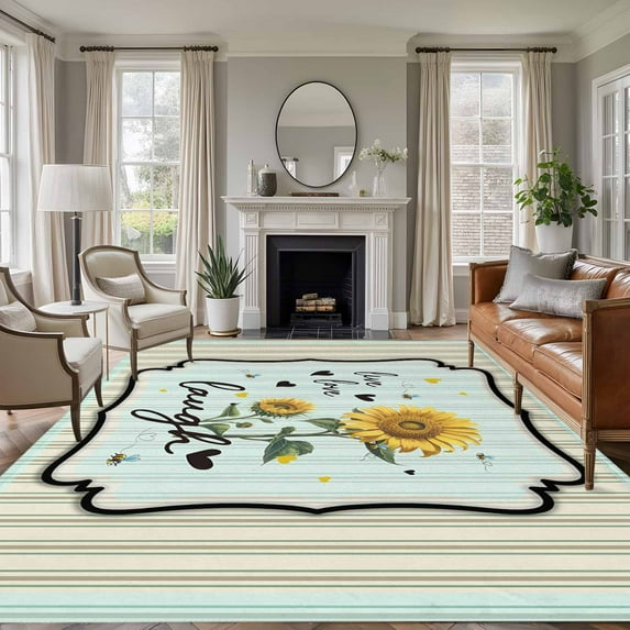 5x7 Area Rugs for Living Room, Sunflower Non Slip Area Rugs for Kitchen ...
