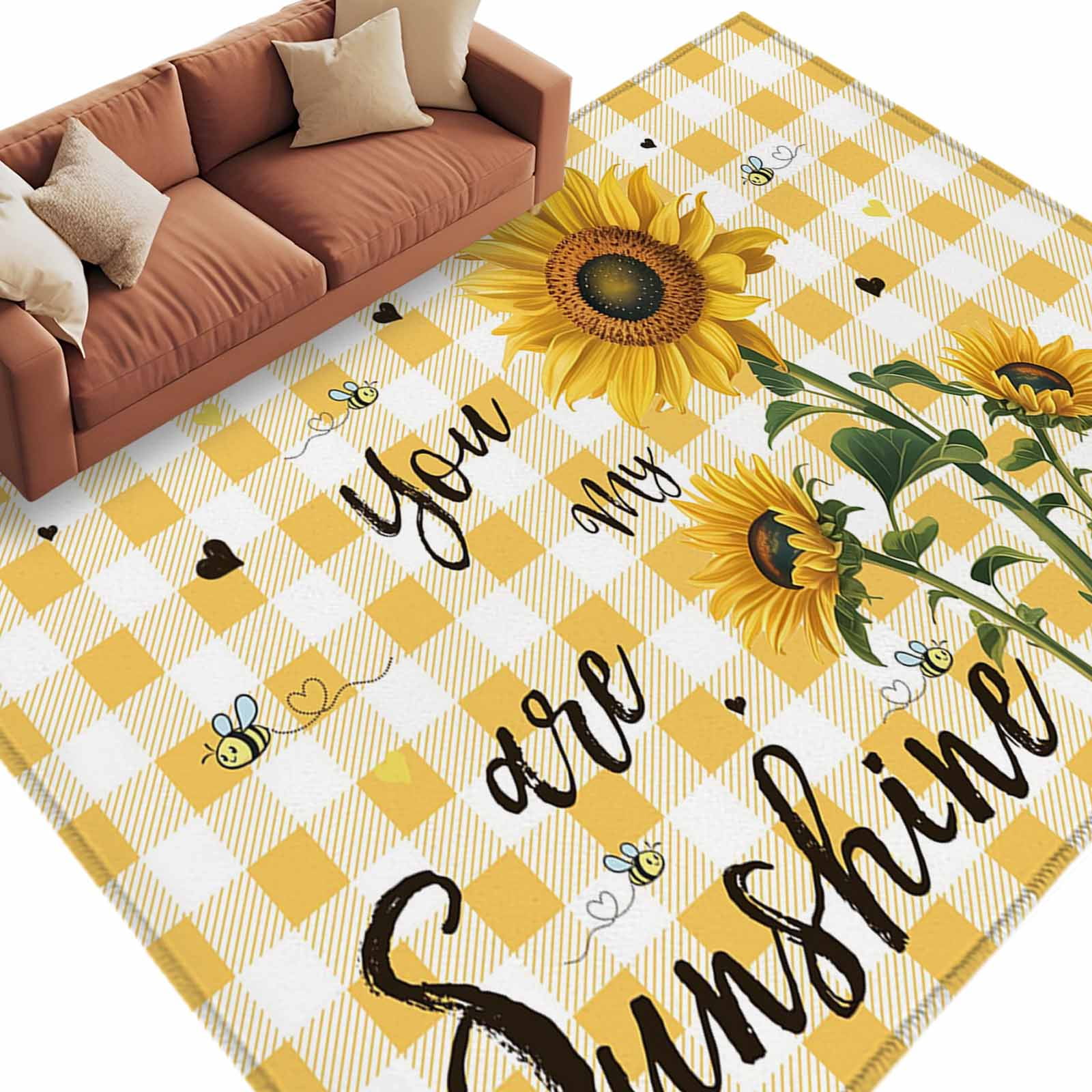 5x7 Area Rugs for Living Room, Sunflower Non Slip Area Rugs for Kitchen ...