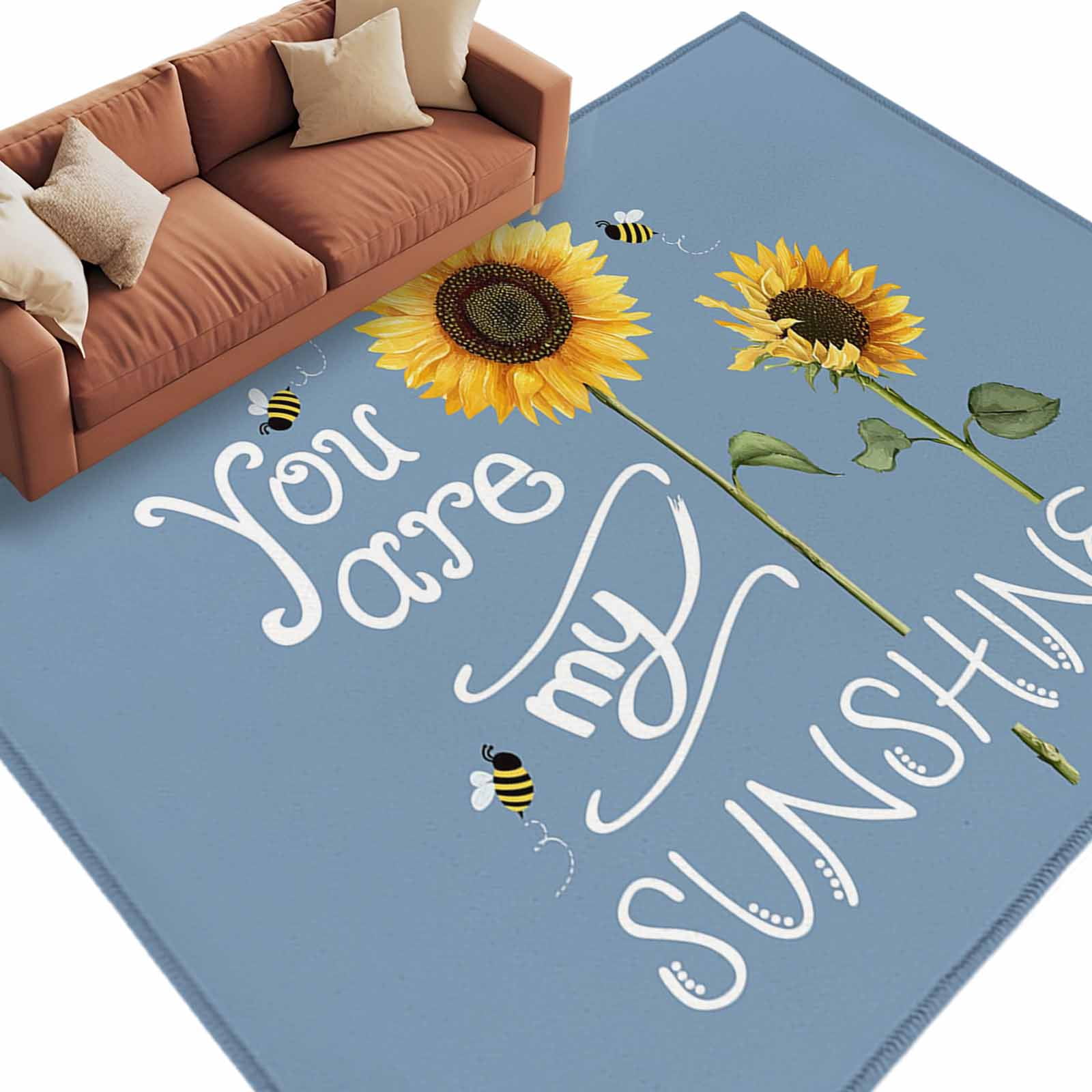 5x7 Area Rugs for Living Room, Sunflowers Non Slip Area Rugs for ...