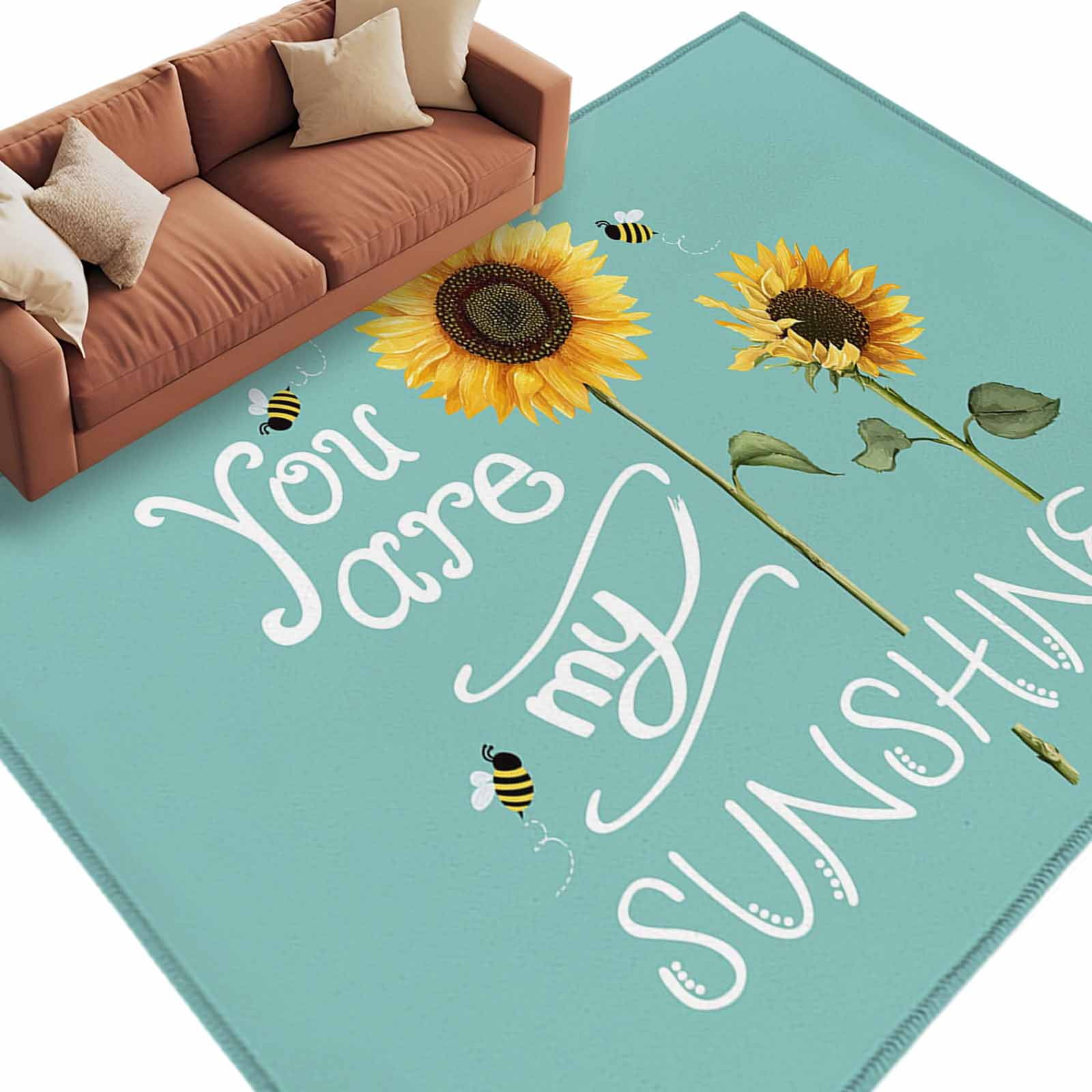 5x7 Area Rugs for Living Room, Sunflowers Non Slip Area Rugs for ...