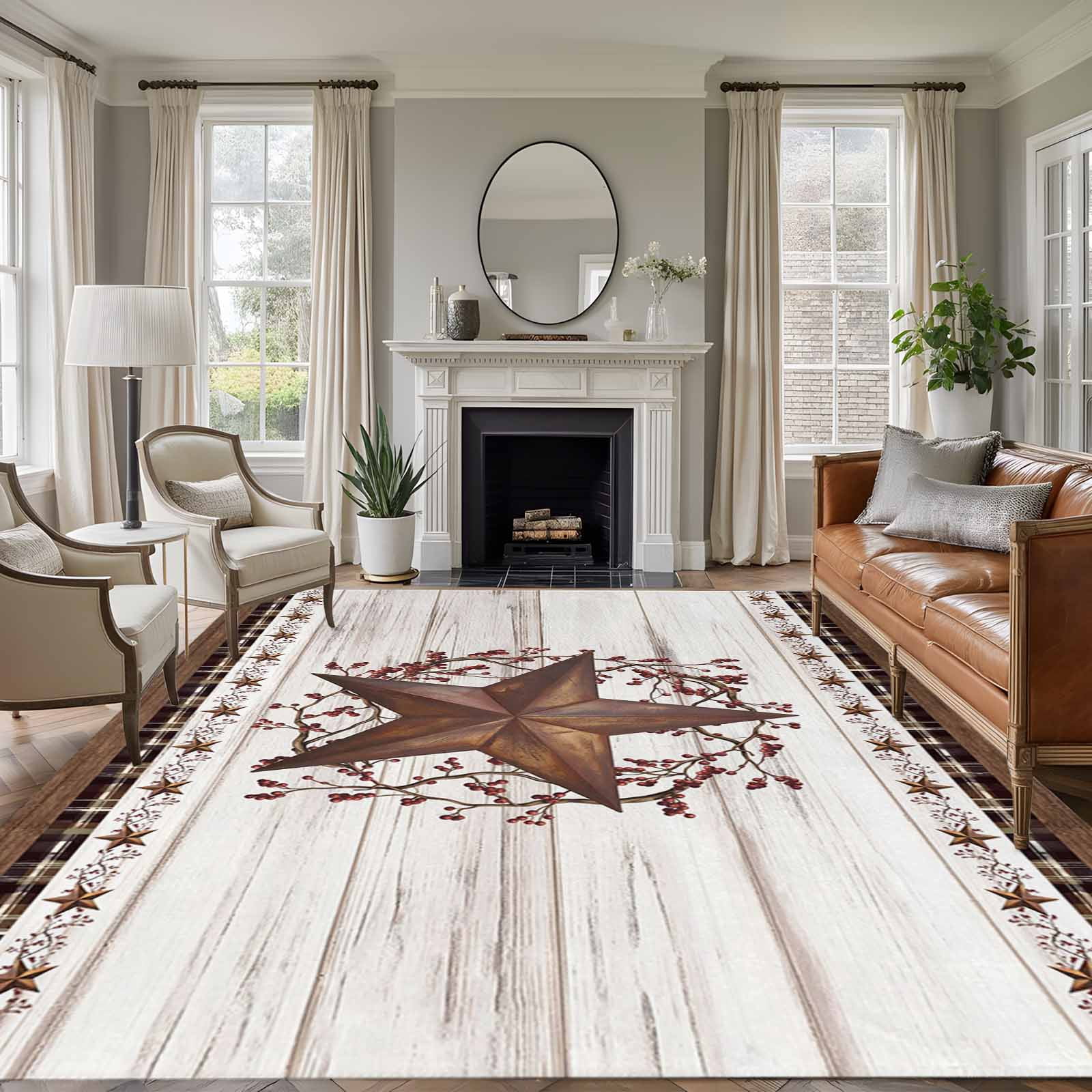 5x7 Area Rugs for Living Room, Texas Star Vintage Non Slip Area Rugs ...