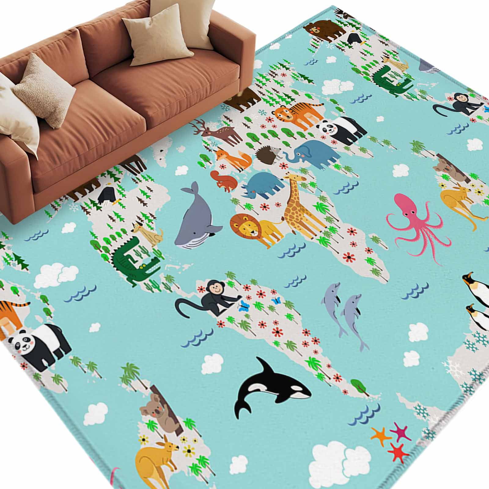 5x7 Area Rugs for Living Room, Turquoise Ocean Non Slip Area Rugs for ...