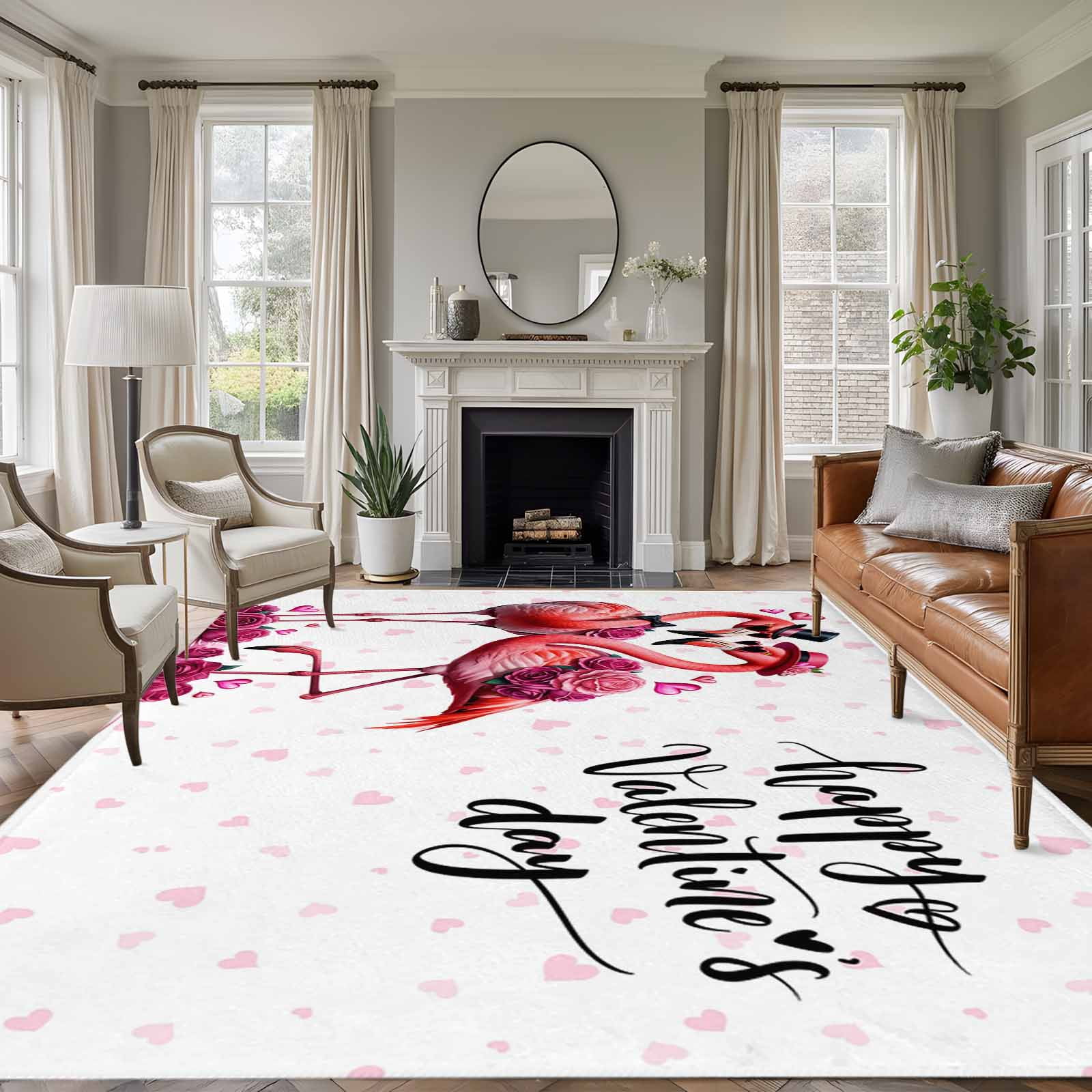 5x7 Area Rugs for Living Room, Valentine's Day Non Slip Area Rugs for ...
