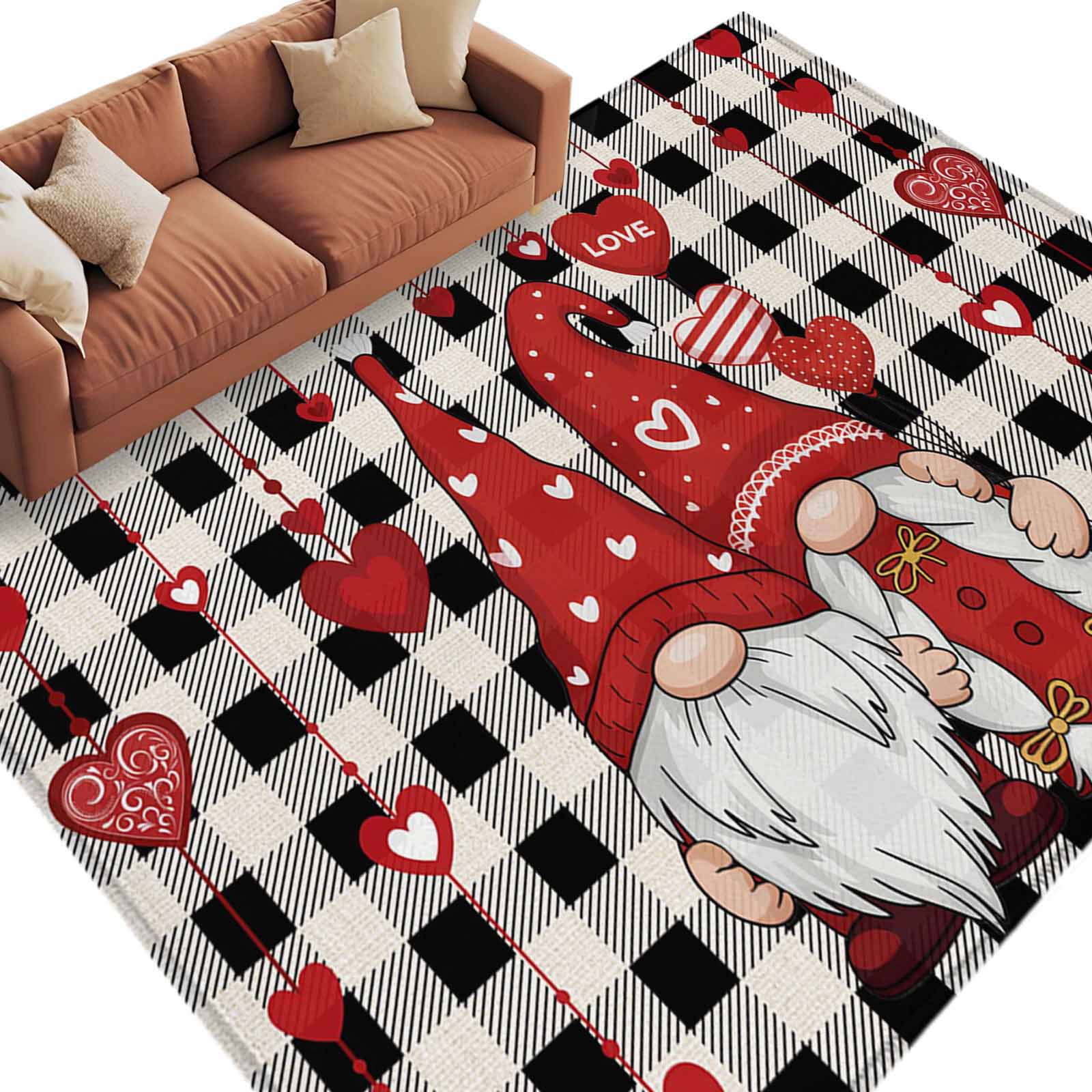 5x7 Area Rugs for Living Room, Valentine's Day Non Slip Area Rugs for ...