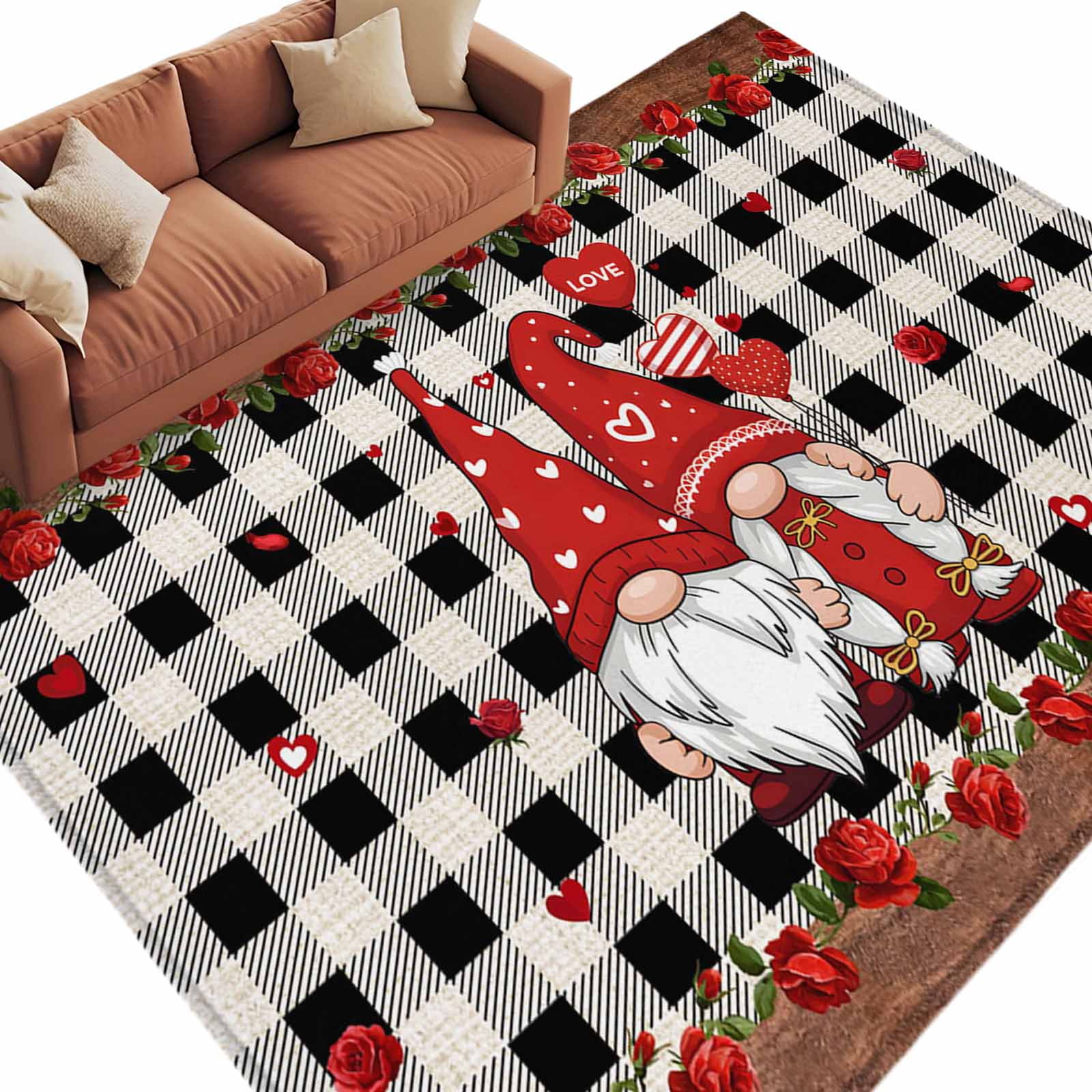 5x7 Area Rugs for Living Room, Valentine's Day Non Slip Area Rugs for ...