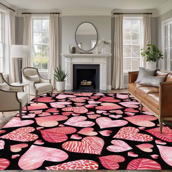 5x7 Area Rugs for Living Room, Valentine's Day Non Slip Area Rugs for ...