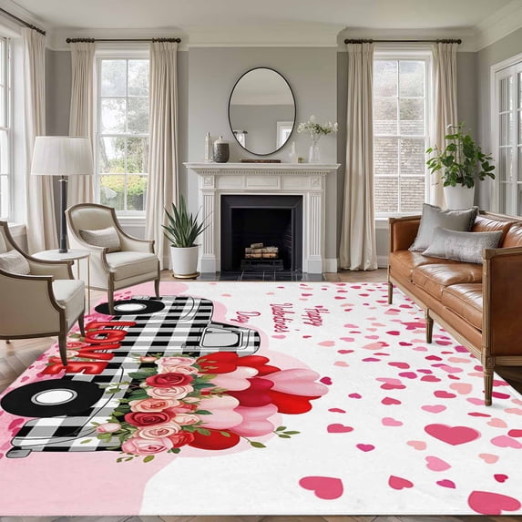 5x7 Area Rugs for Living Room, Valentine's Day Non Slip Area Rugs for ...