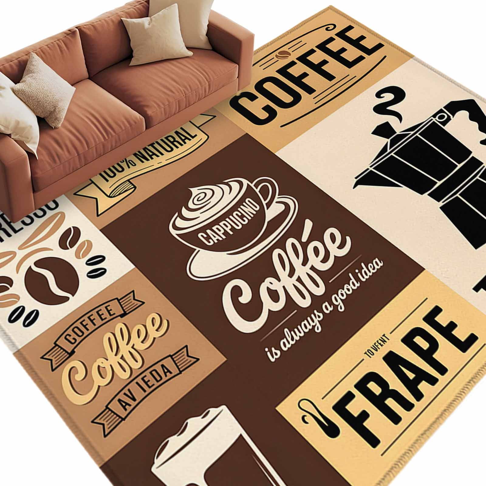 5x7 Area Rugs for Living Room, Vintage Coffee Non Slip Area Rugs for ...