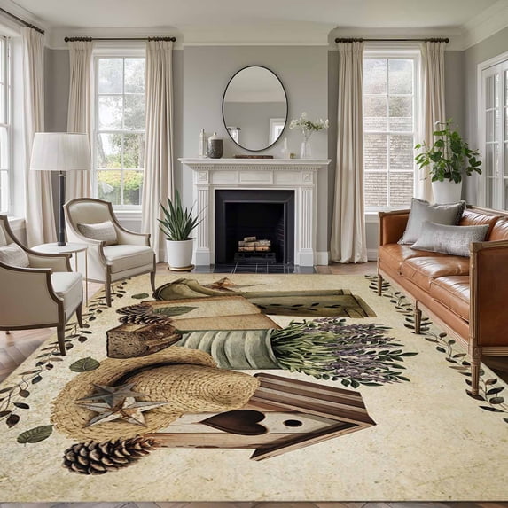 5x7 Area Rugs for Living Room, Vintage Farmhouse Non Slip Area Rugs for ...