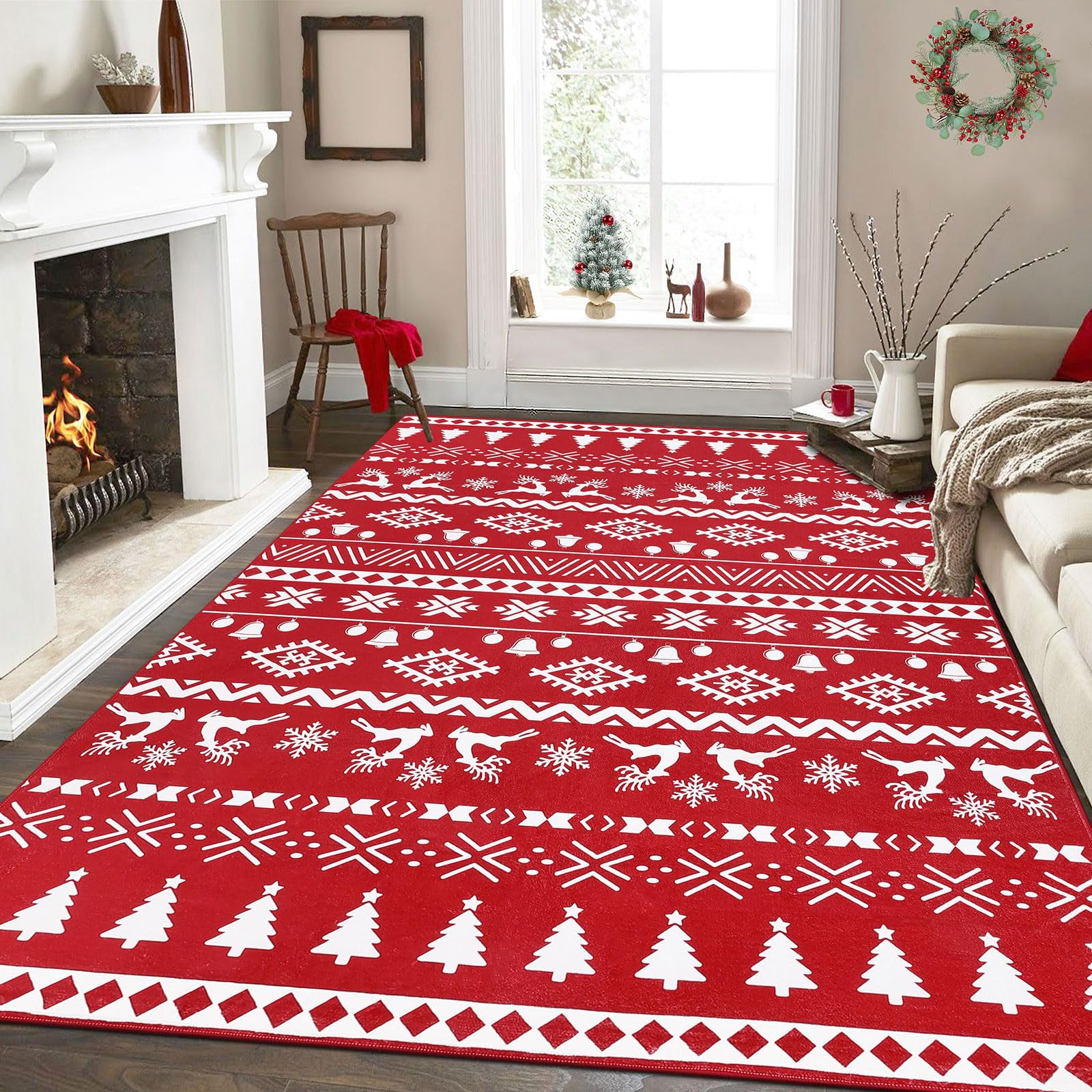 5x7 Area Rugs for Living Room, Washable Boho Large Bedroom Rug Non Slip ...