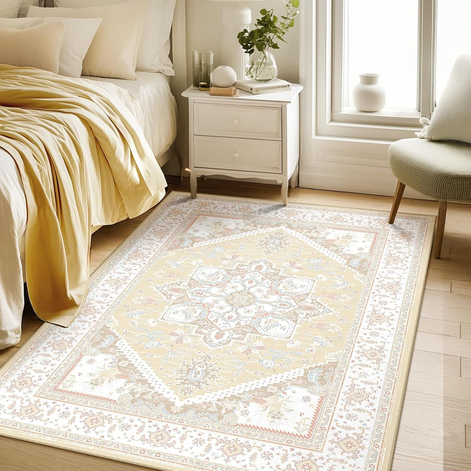 5x7 Area Rugs for Living Room Washable Non Slip Carpet Low Pile Soft ...