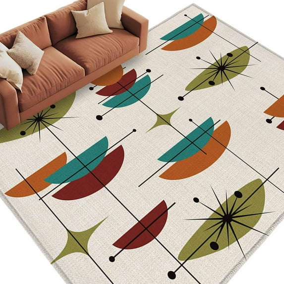 5x7 Area Rugs for Living Room, Wine Red Boho Non Slip Area Rugs for ...