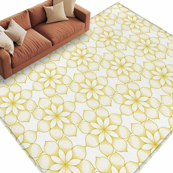 5x7 Area Rugs for Living Room, Yellow Flower Non Slip Area Rugs for ...
