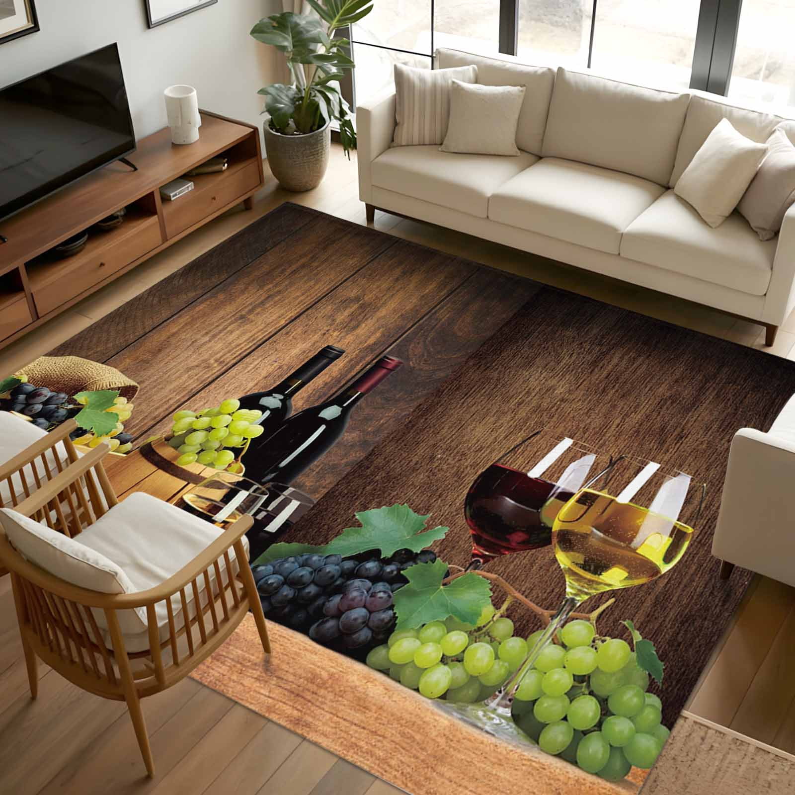 5x7 Area Rugs, Red Wine Non-Skid Rubber Backing Large Rectangle Rugs ...