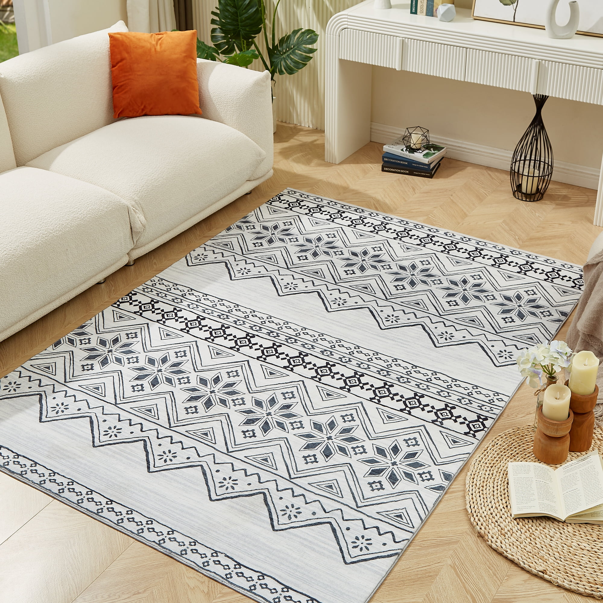 5x7 Area Rugs, Rug for Living Room, Non-Slip Foldable Washable Rugs Non ...