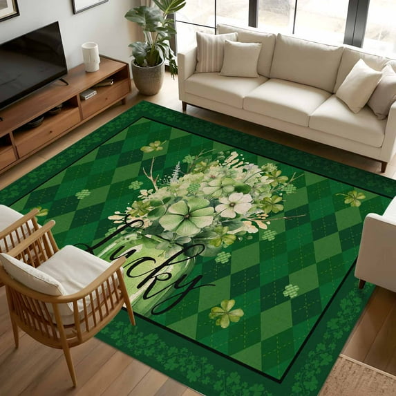 5x7 Area Rugs, St. Patrick's Day, Non-Skid Rubber Backing Large ...