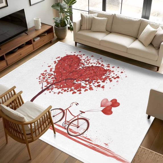 5x7 Area Rugs, Valentine's Day Non-Skid Rubber Backing Large Rectangle ...
