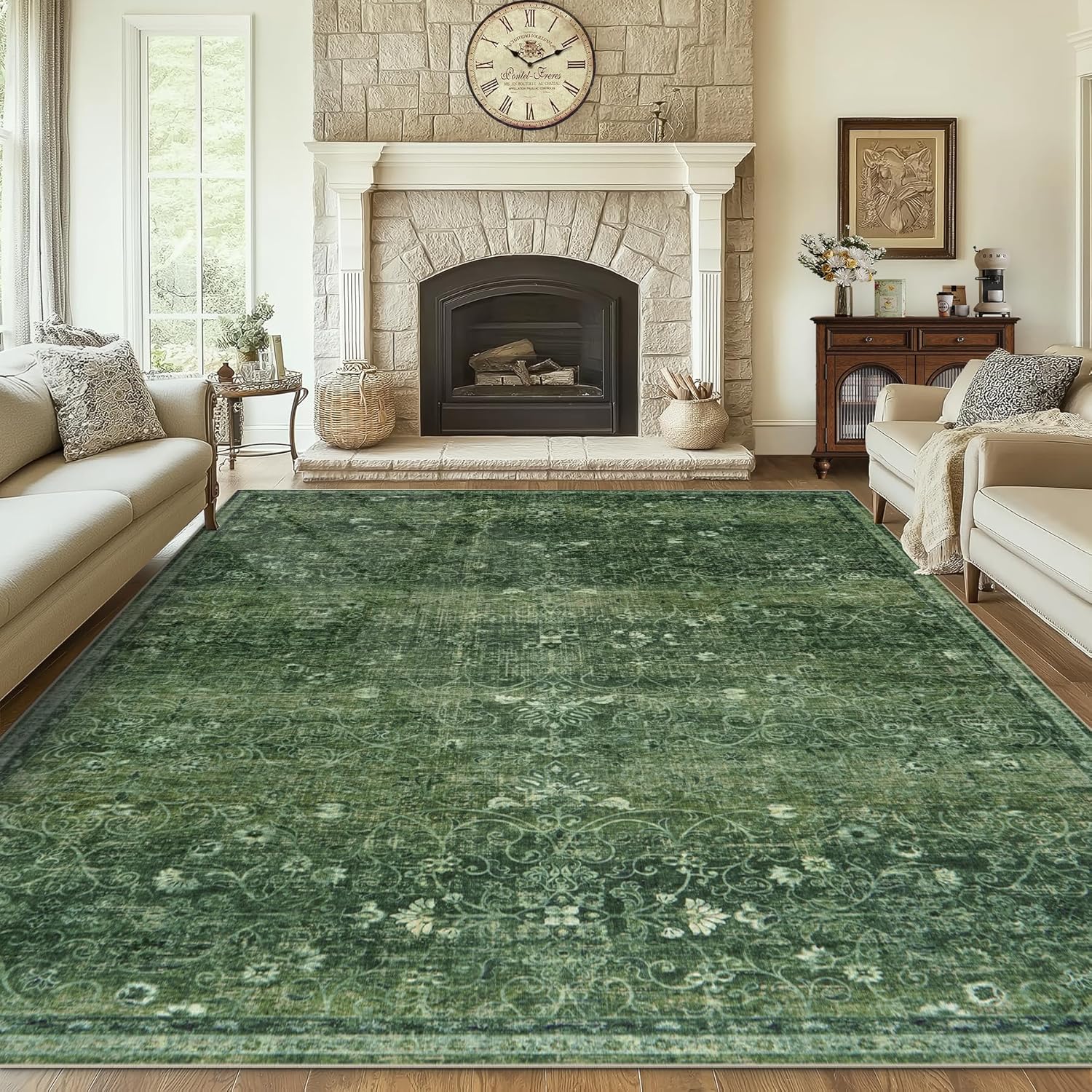 5x7 Area Rugs Washable Rug: Large Vintage Abstract Living Room Rug Soft ...