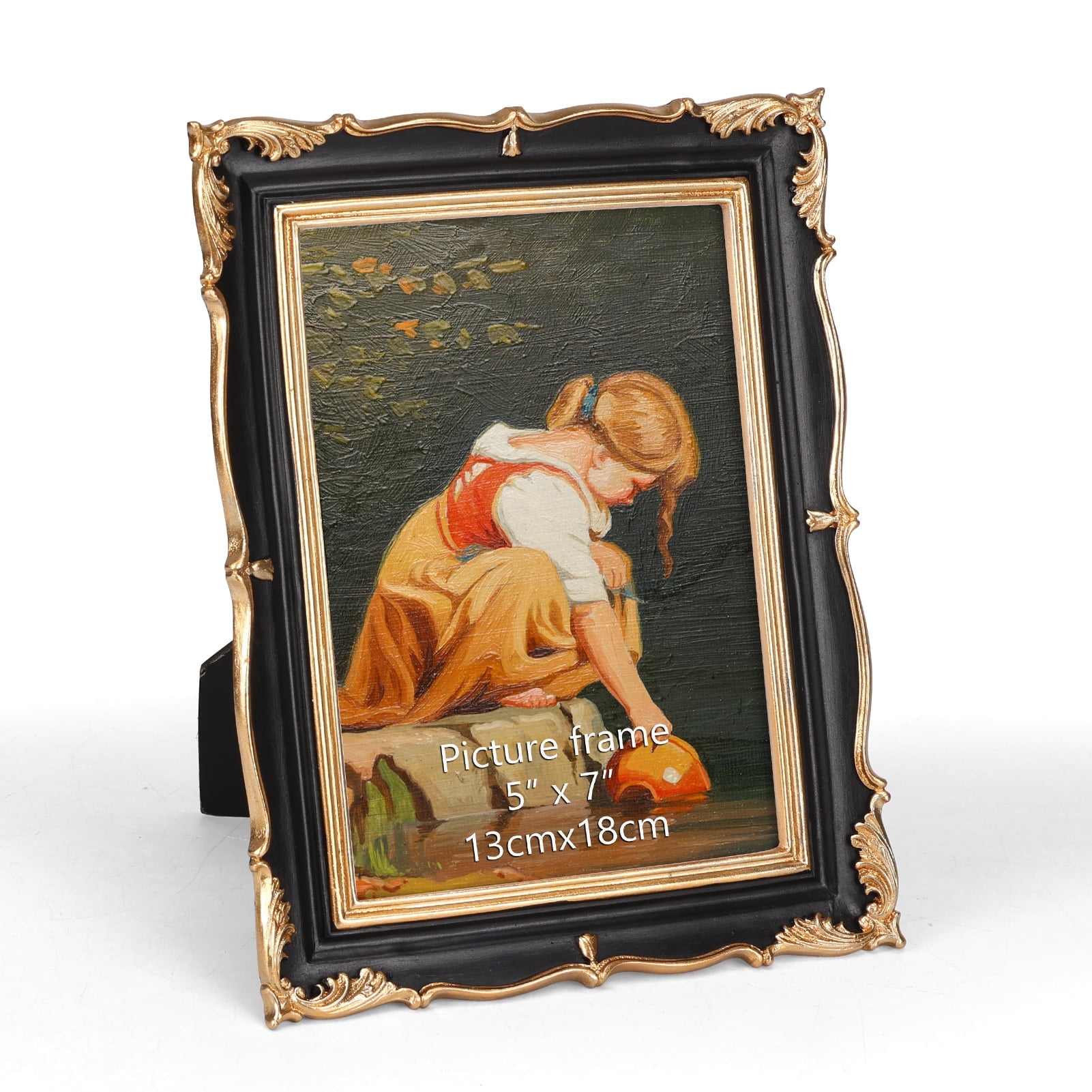 CRUGLA 5" x 7" Black Gold Trim Finish Picture Frame - Walmart.com
